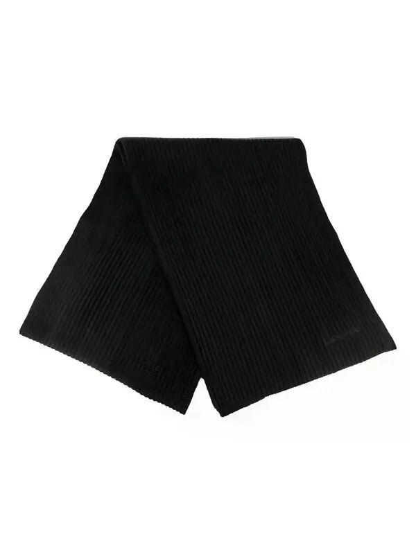 LANVIN Ribbed Logo Scarf - Black