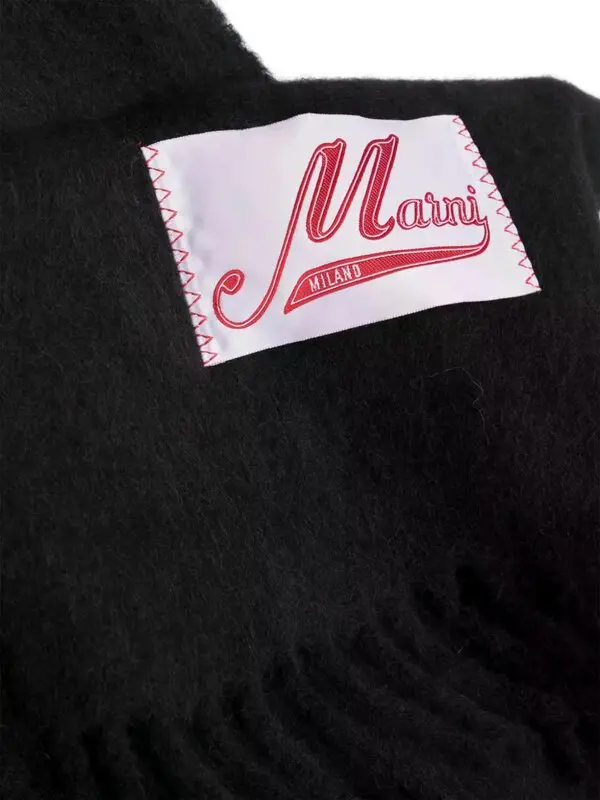 Marni Logo-patch Knitted Scarf - Black