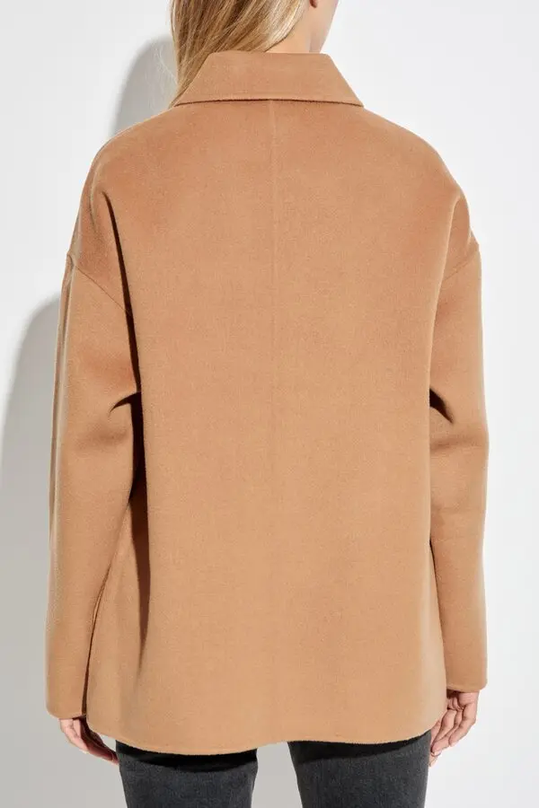 ANINE BING Wool And Cashmere Jacket With Gold Button Accents - Brown