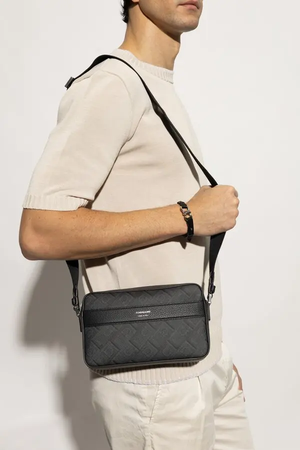 FERRAGAMO Shoulder Bag With Monogram - Grey