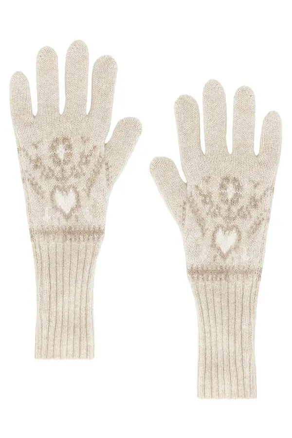 Khaite Domini Cashmere Gloves - Ecru Multi