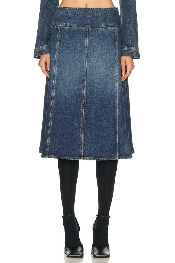 Alaïa Slit Denim Skirt - Bleu Delave