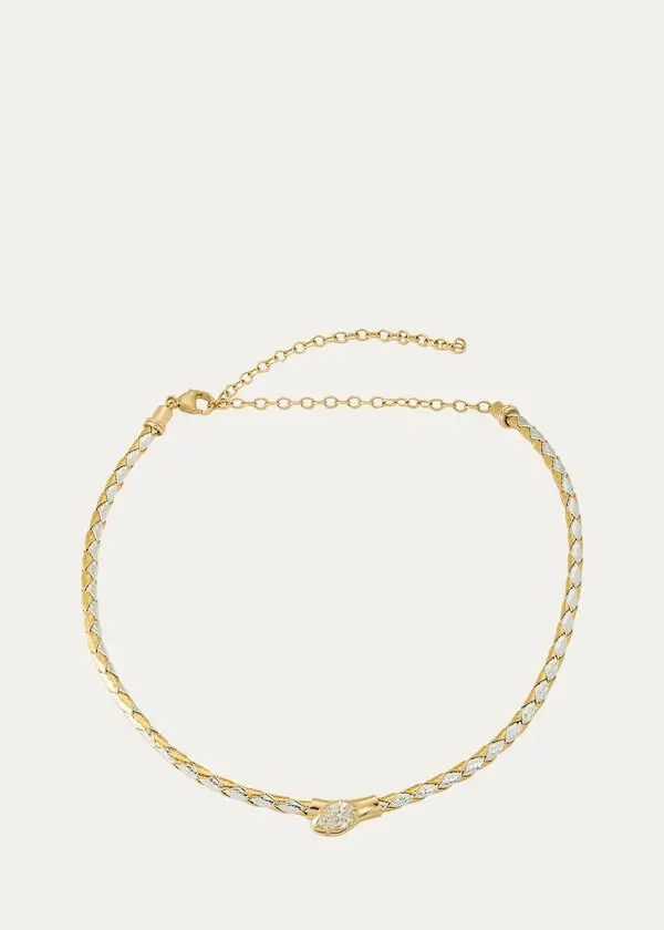 DARA KAYE Serpent Necklace With Metallic Leather Cord - Misc