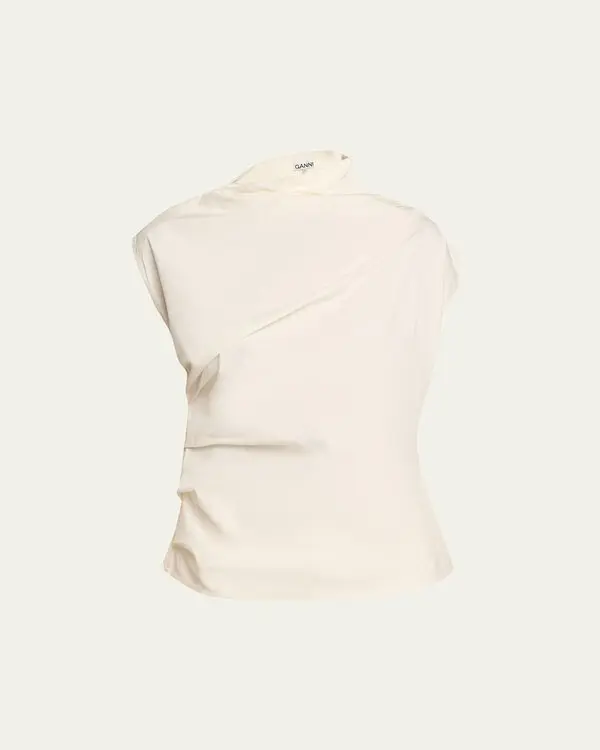 GANNI Ruched Asymmetric Blouse