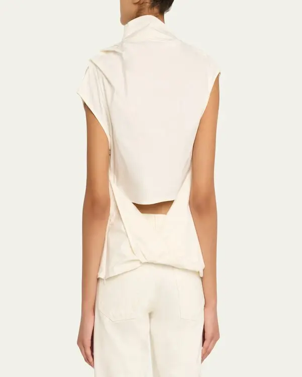 GANNI Ruched Asymmetric Blouse