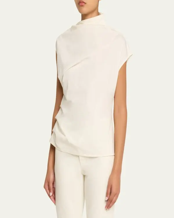 GANNI Ruched Asymmetric Blouse