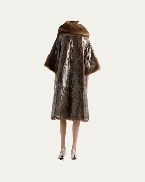 Prada Pvc-coated Shearling Single-breasted Coat