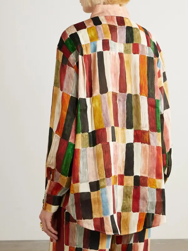 ALEMAIS Lrnca Majorelle Printed Linen And Silk-blend Shirt - Brown