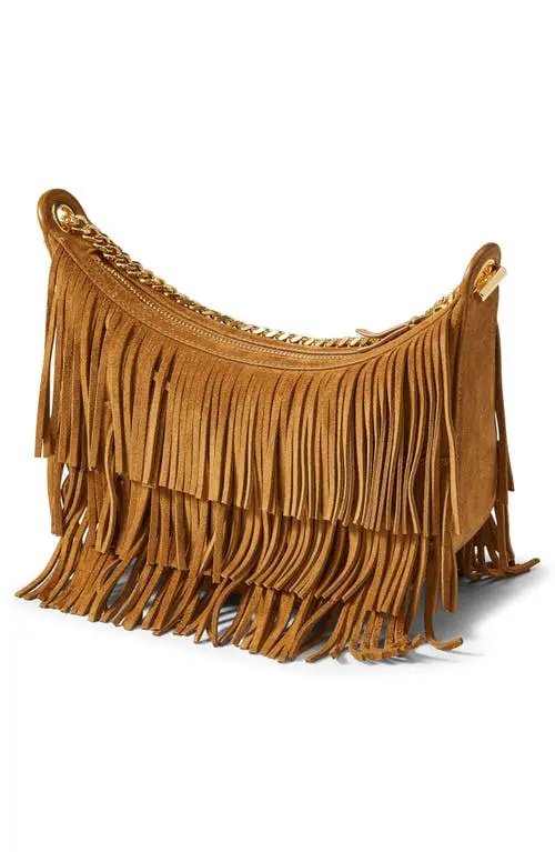 Veronica Beard Small Fortune Fringe Suede Shoulder Bag