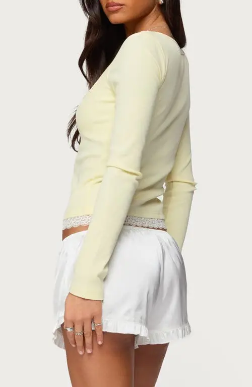 EDIKTED Joana Layered Henley Top - Yellow