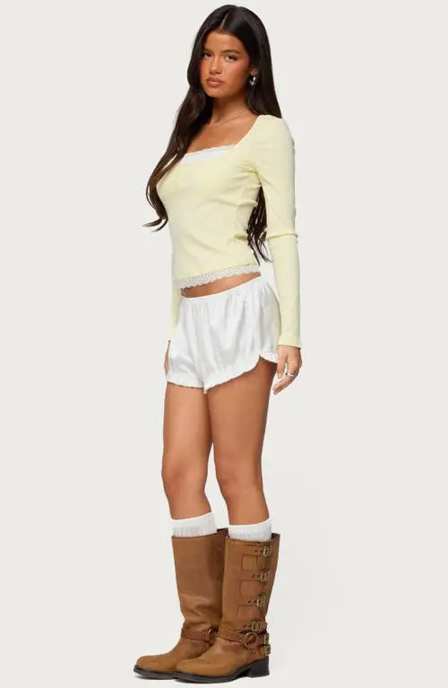 EDIKTED Joana Layered Henley Top - Yellow