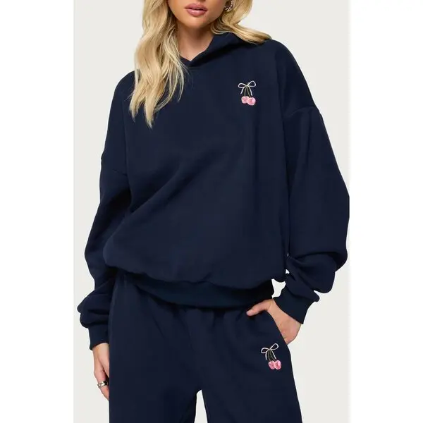 EDIKTED Graphic Hoodie With Dropped Shoulders