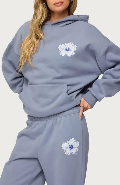 EDIKTED Tropical Bloom Hoodie - Blue
