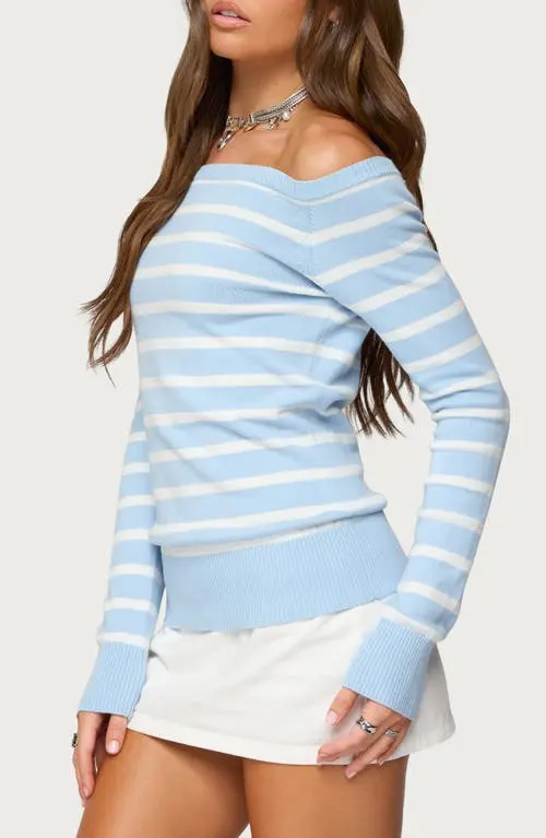 EDIKTED Lori Stripe Off-the-shoulder Sweater