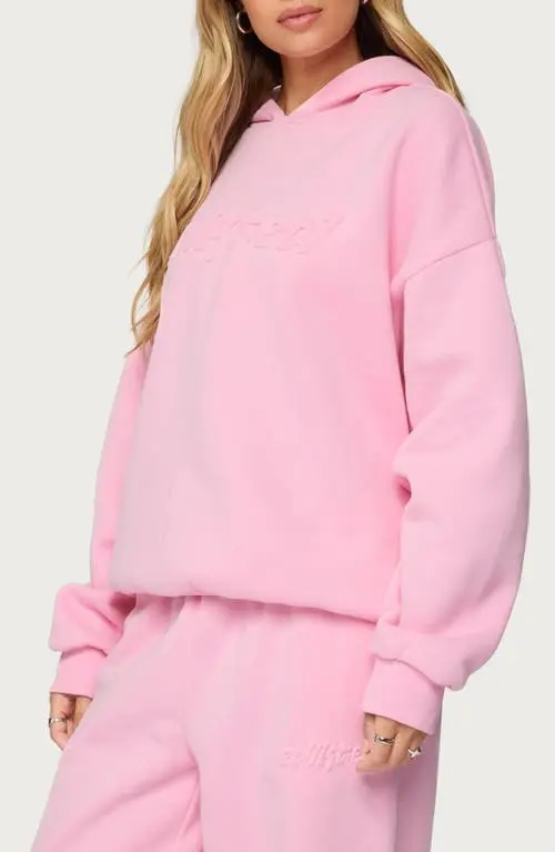 EDIKTED Embossed Logo Hoodie - Pink