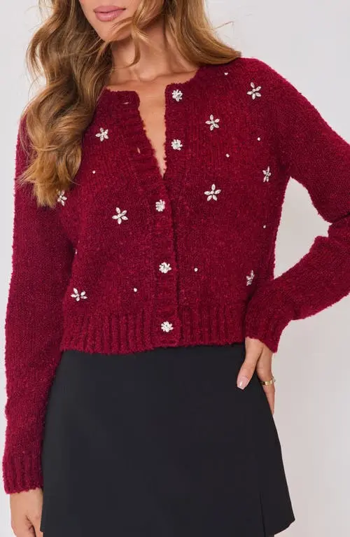 VICI Embellished Bouclé Cardigan