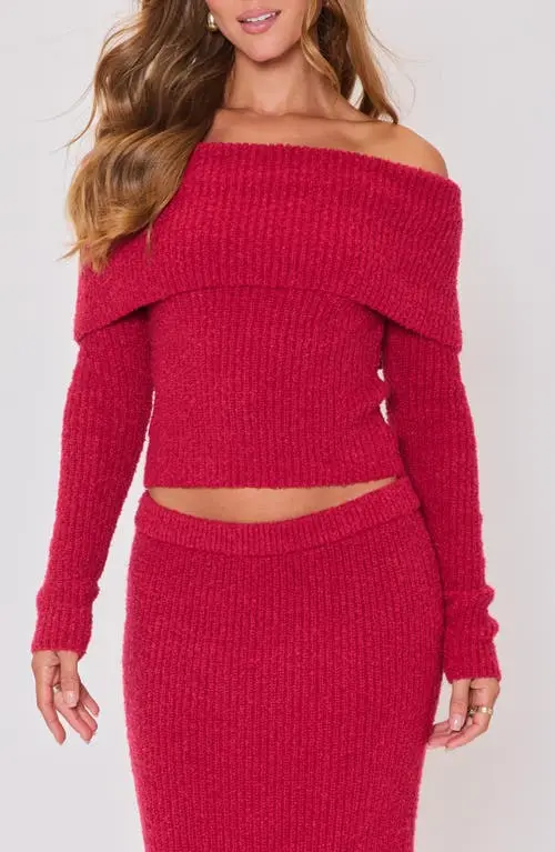 VICI Off-the-shoulder Cropped Sweater - Wine