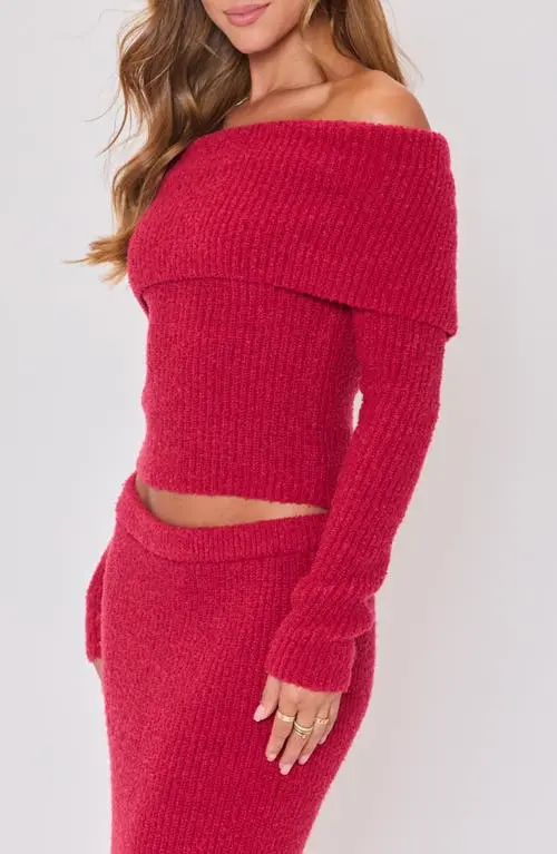 VICI Off-the-shoulder Cropped Sweater - Wine