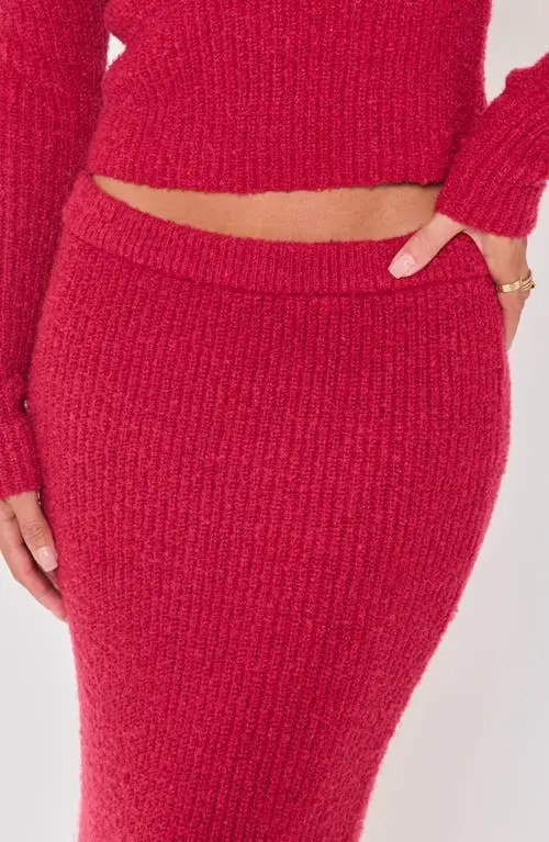 VICI Ribbed Maxi Skirt - Wine