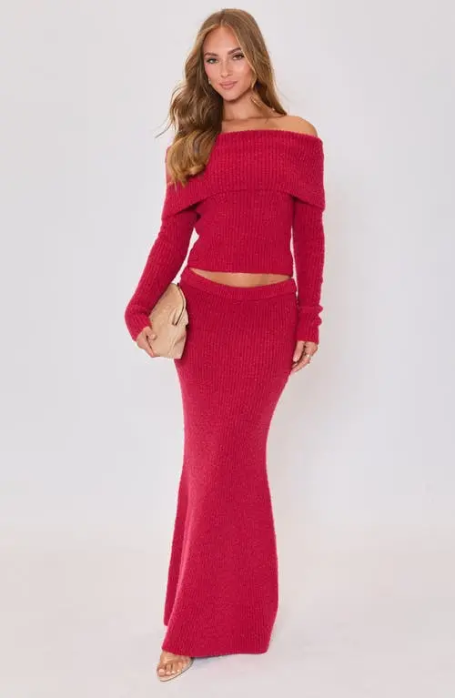 VICI Ribbed Maxi Skirt - Wine