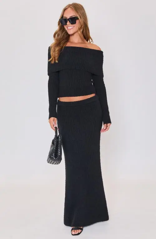 VICI Ruby Foldover Off-the-shoulder Ribbed Sweater