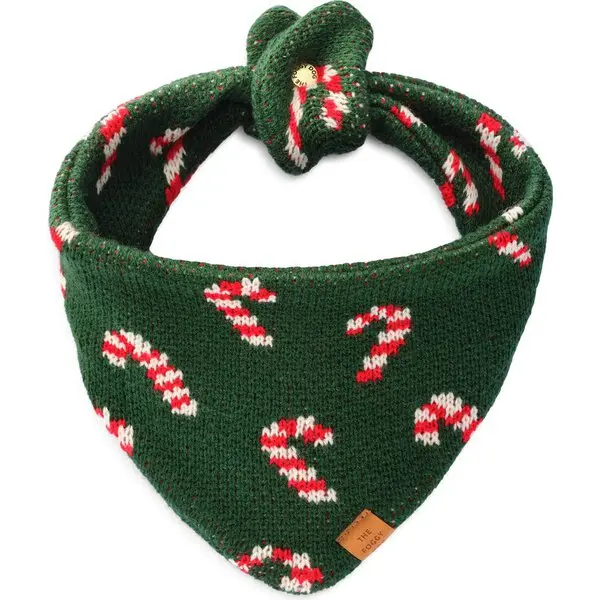 THE FOGGY DOG Knit Dog Bandana - Candy Canes