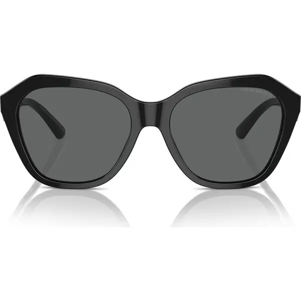 Emporio Armani 56mm Irregular Sunglasses - Shiny Black/dark Grey