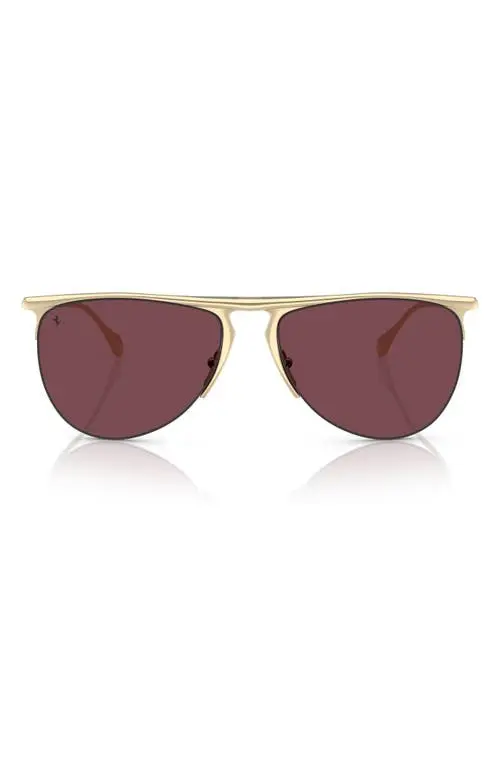 SCUDERIA FERRARI 59mm Pilot Sunglasses - Pale Gold/bordeaux