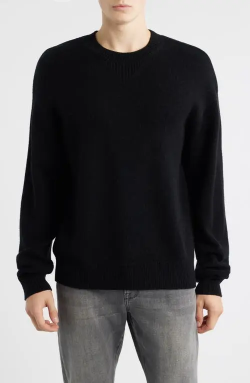 FRAME Elbow Patch Wool & Cashmere Pullover Sweater - Black