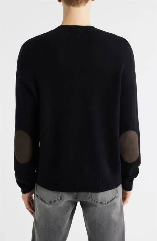 FRAME Elbow Patch Wool & Cashmere Pullover Sweater - Black