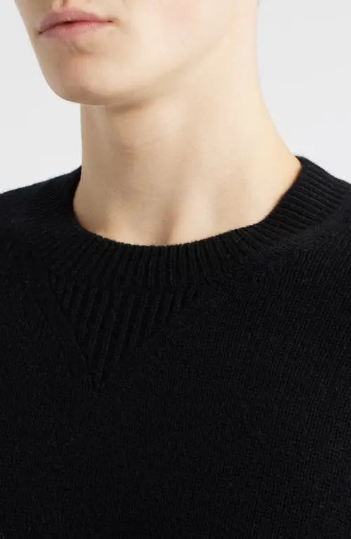 FRAME Elbow Patch Wool & Cashmere Pullover Sweater - Black