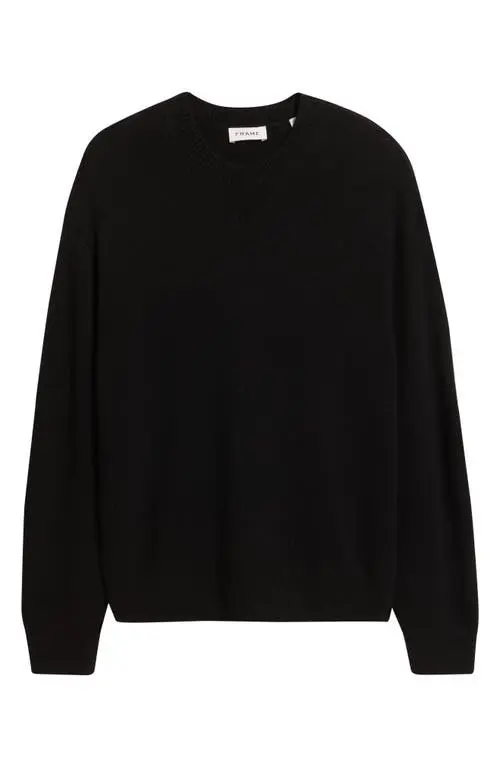 FRAME Elbow Patch Wool & Cashmere Pullover Sweater - Black