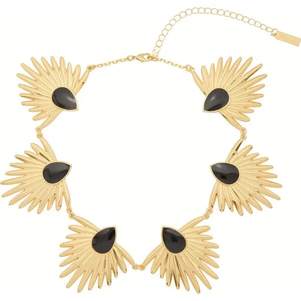 ST. MORAN Onyx Deco Statement Necklace - Black