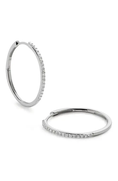 Monica Vinader Medium Pavé Lab Grown Diamond Hoop Earrings - 14k Solid White Gold/diamond