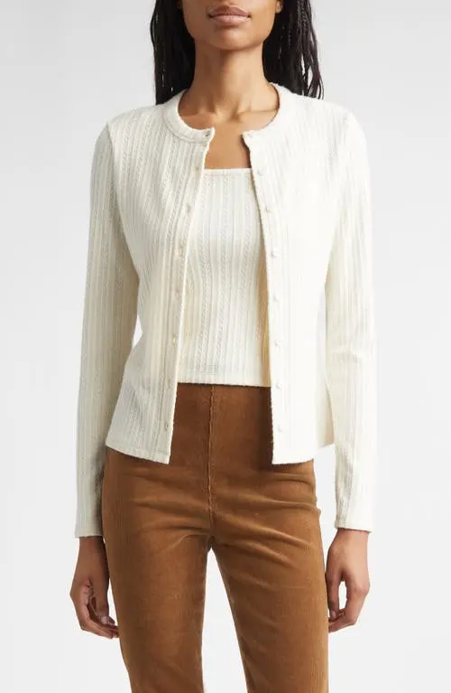 Veronica Beard Lira Textured Cardigan - Ecru