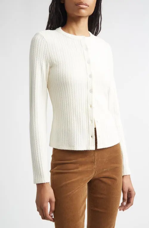 Veronica Beard Lira Textured Cardigan - Ecru