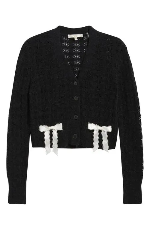 LoveShackFancy Lilly Bow Cardigan - Midnight Ice