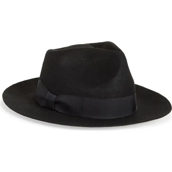 RENÉ MANTILLA, NEW YORK Felted Wool Fedora With Grossgrain Ribbon - Black