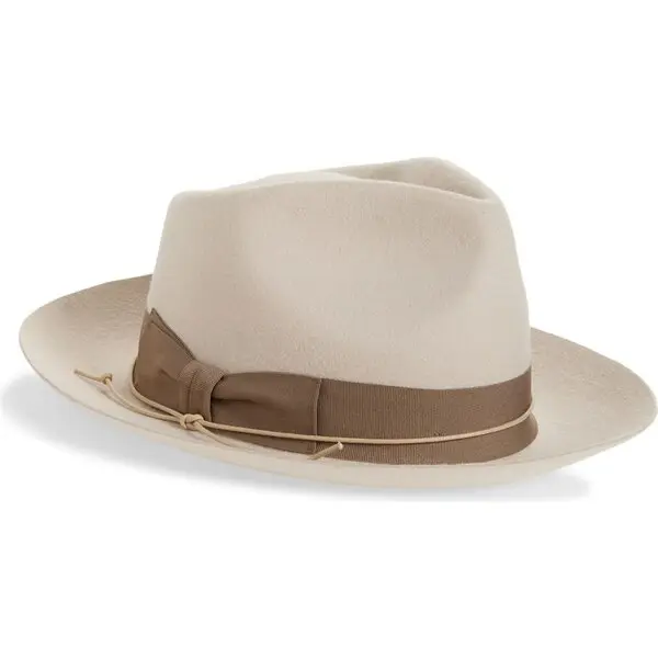 RENÉ MANTILLA, NEW YORK Felted Wool Fedora With Grossgrain Ribbon - Taupe