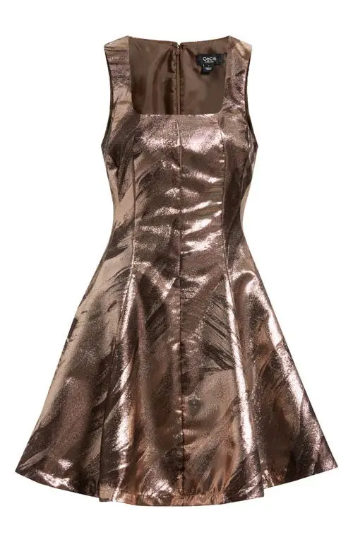 CECE DUPRAZ Metallic Fit & Flare Minidress