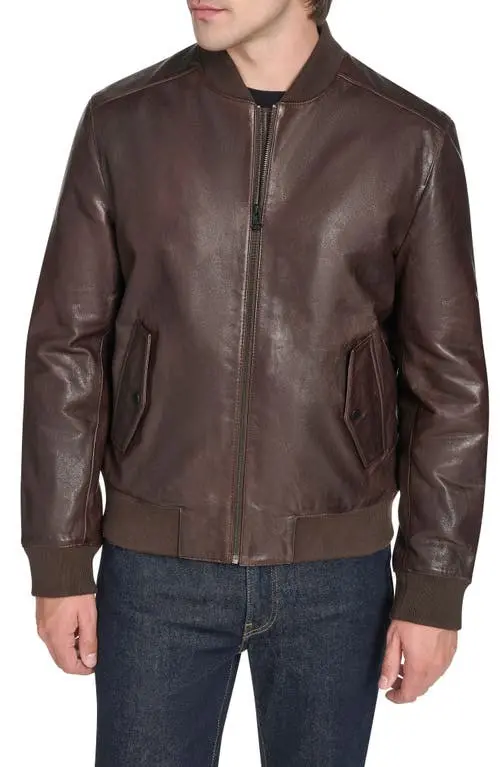 Cole Haan Leather Bomber Jacket
