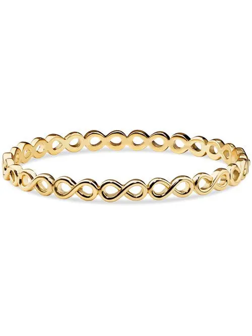 DEVATA Infinity Bangle Bracelet In Gold Plated Sterling Silver - Yellow Gold