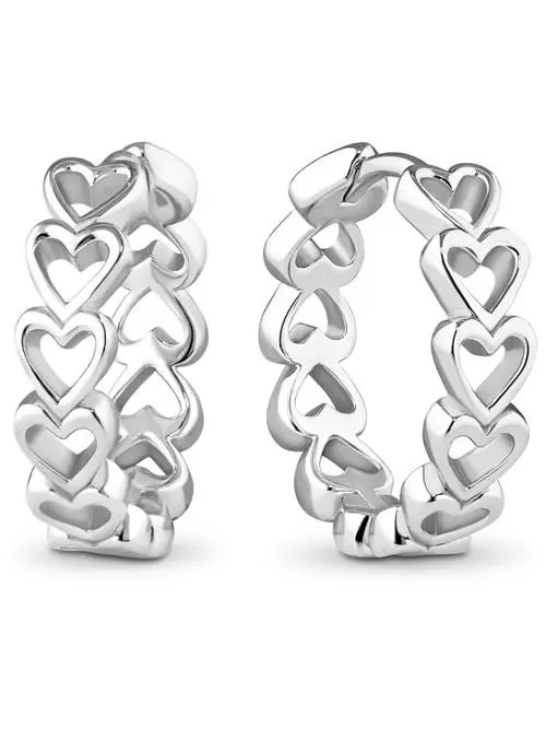 DEVATA Open Heart Hoop Earrings - Silver