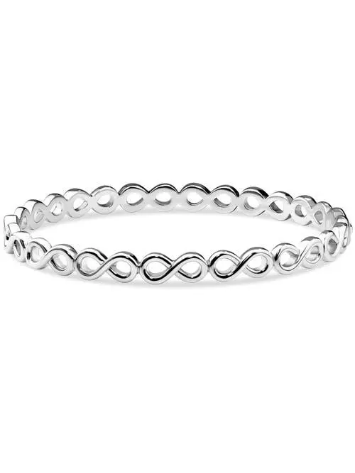 DEVATA Infinity Bangle Bracelet - Silver