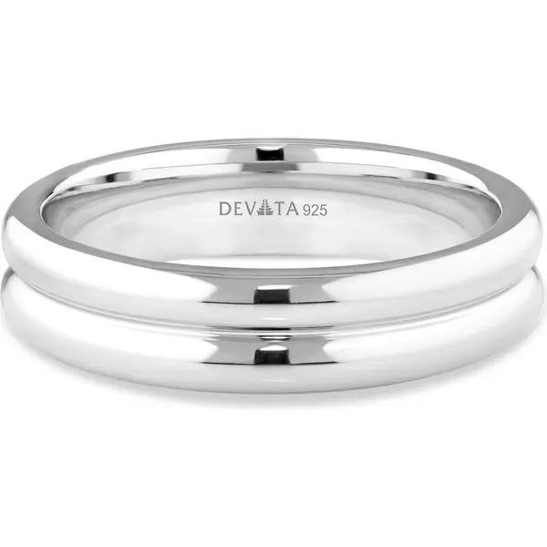 DEVATA Lined Band Ring - Silver