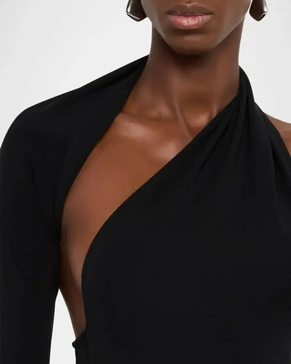 COURREGES One-shoulder Crepe Maxi Dress - Black