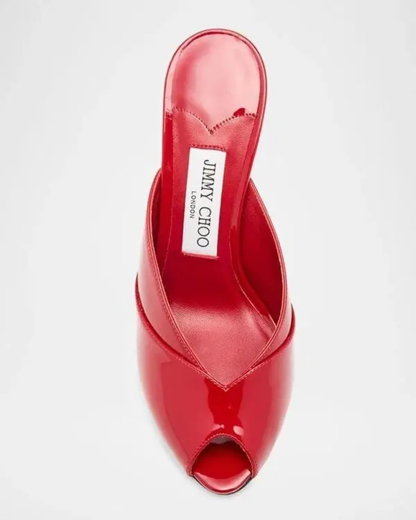JIMMY CHOO Brigitte 100mm Patent Leather Mules - Ruby Red