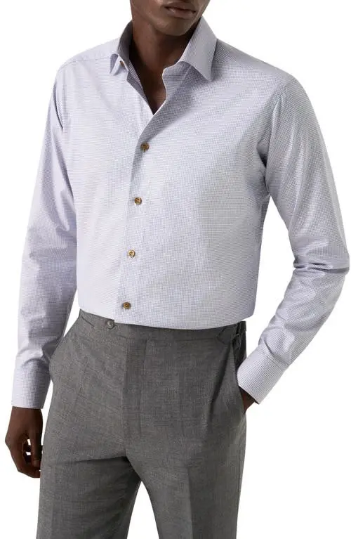 Eton Slim Fit Check Organic Cotton Twill Dress Shirt - Blue
