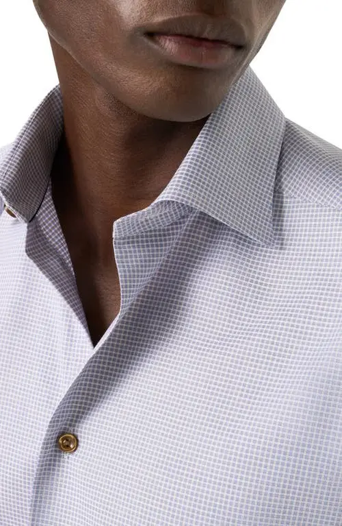 Eton Slim Fit Check Organic Cotton Twill Dress Shirt - Blue