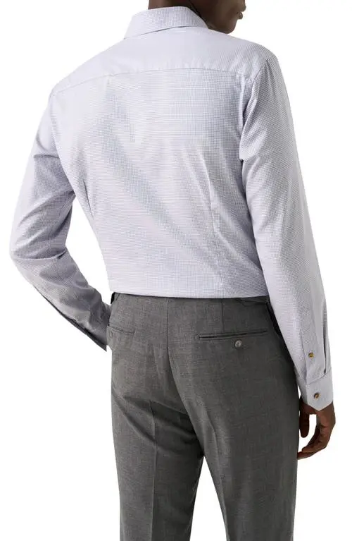 Eton Slim Fit Check Organic Cotton Twill Dress Shirt - Blue